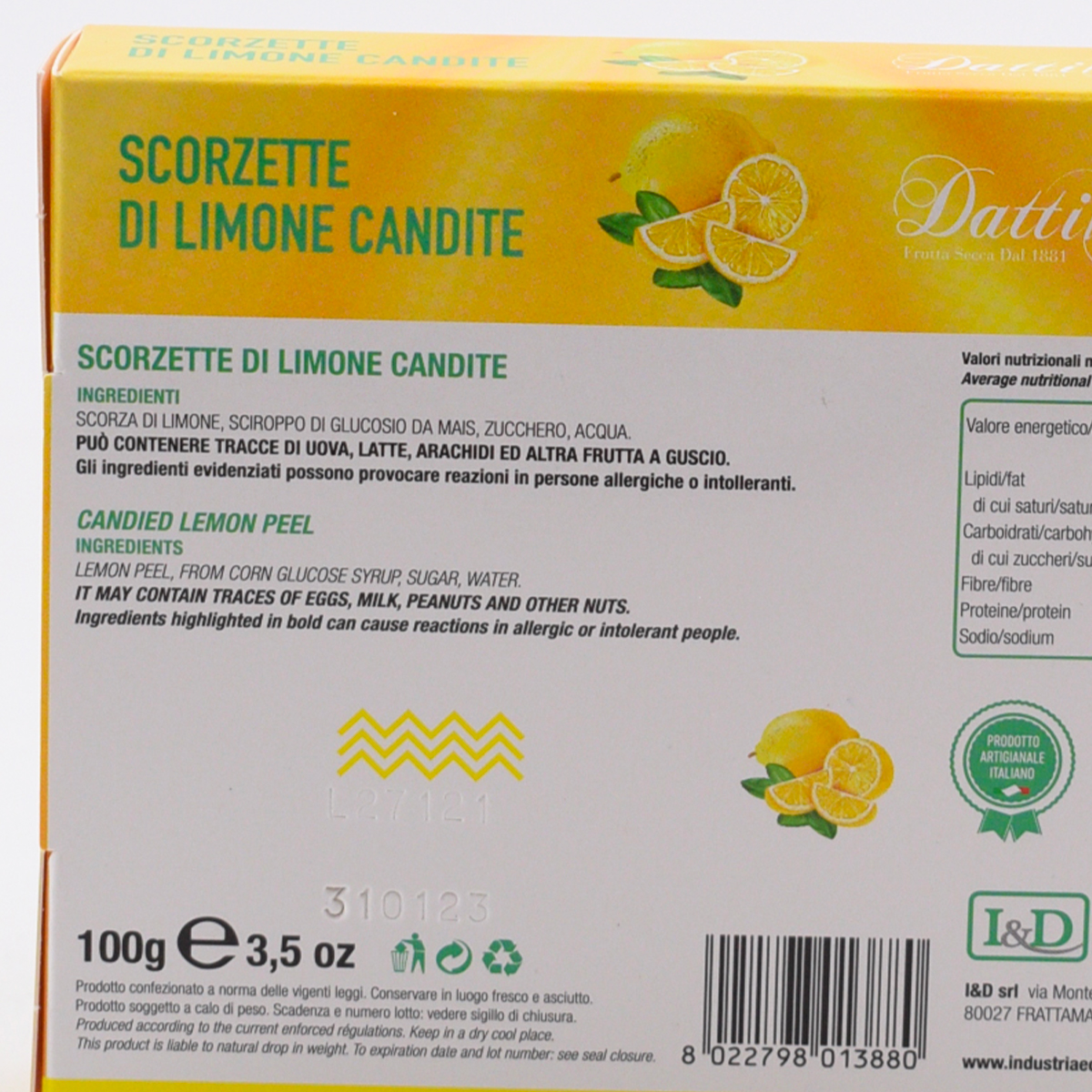 Dattilo Scorzette di Limone Candite 100g | Paladini Otello Supermercati