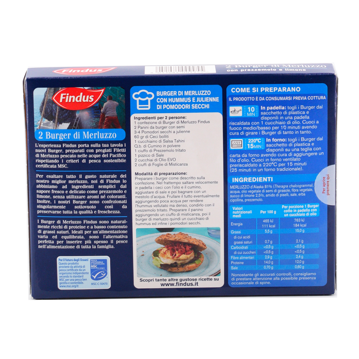 Findus Burger di Merluzzo con Prezzemolo e Limone 170g | Paladini ...