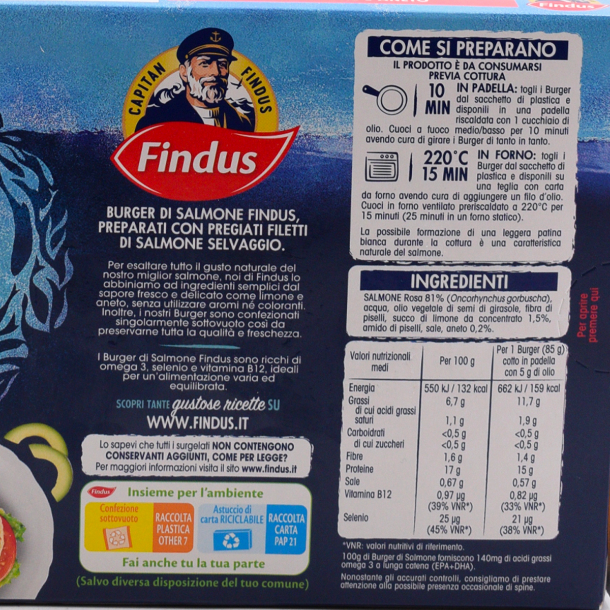 Findus 2 Burger di Salmone con Limone e Aneto 170g | Paladini Otello ...