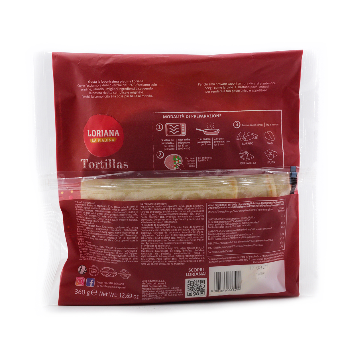 Loriana La Piadina, Tortillas 8 pezzi 360g | Paladini Otello Supermercati