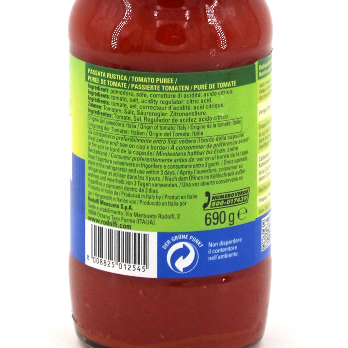 Rodolfi Ortolina, Passata Rustica 690g | Paladini Otello Supermercati